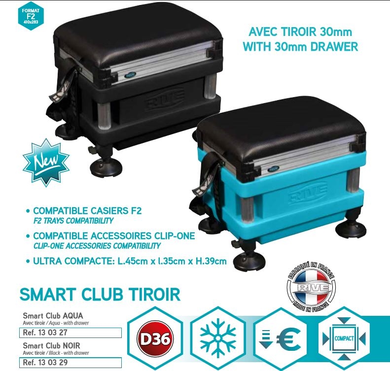 Rive Smart Club D36 AQUA oder SCHWARZ mit Seitensc - MJ-Sportfishingshop